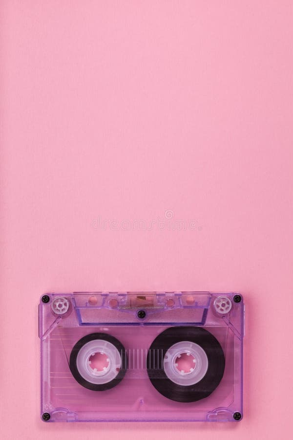 Compact Audio Tape Cassette on Pink Background Stock Image - Image of ...