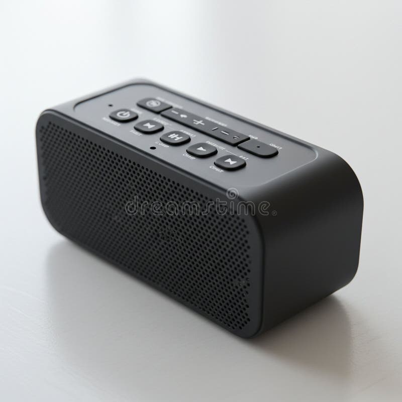 Compact Black Bluetooth Speaker with a Sleek Rectangular Design Placed ...