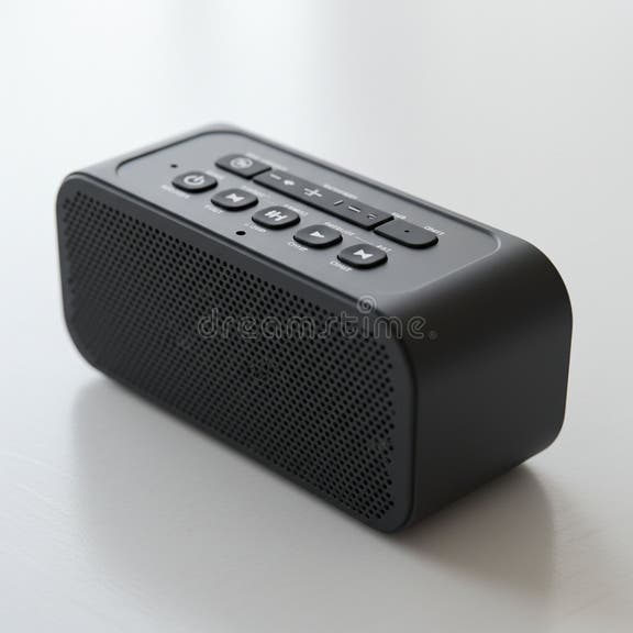 Compact Black Bluetooth Speaker with a Sleek Rectangular Design Placed ...