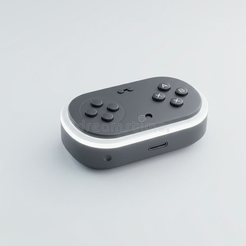 A Compact Black Game Controller with a Rounded Rectangular Shape. it ...