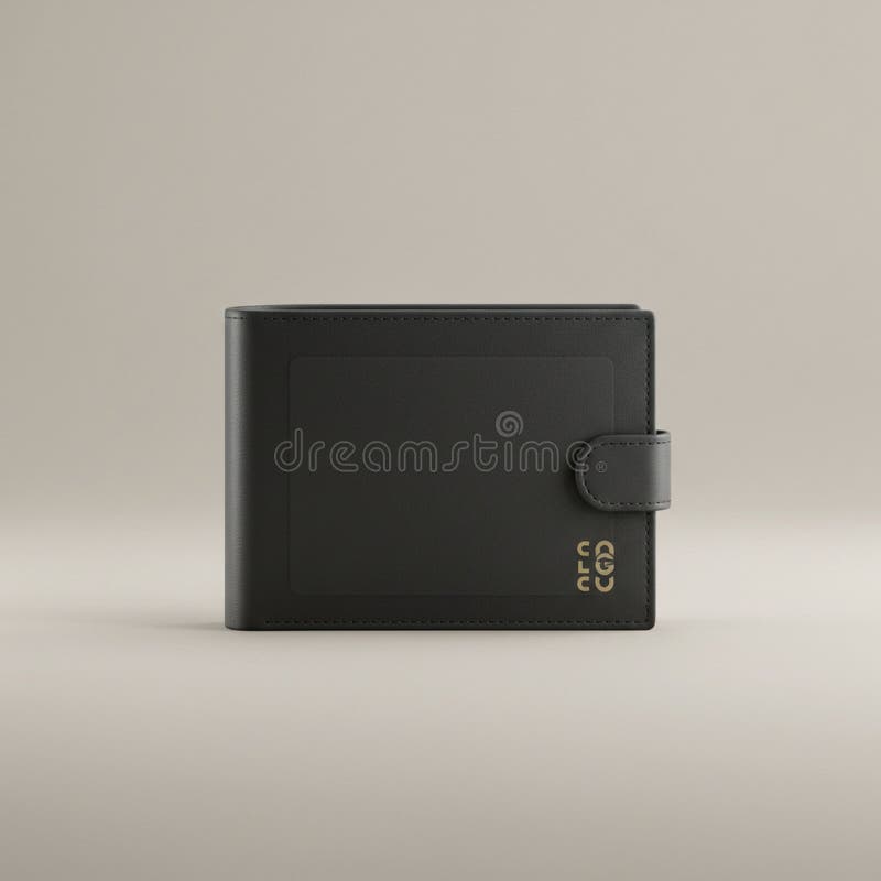 Compact Black Leather Wallet with a Sleek, Rectangular Design. Features ...
