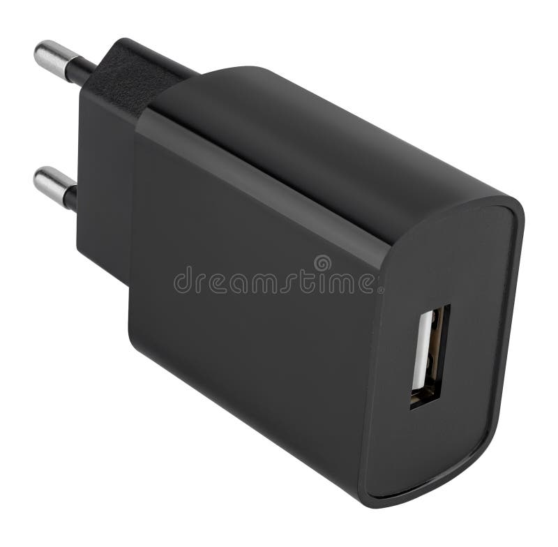 Compact Black Power Adapter for Charging Smartphones and Tablets. Stock ...