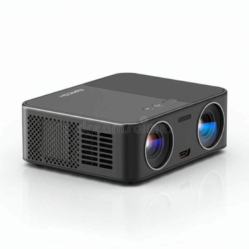 Compact Black Projector with Dual Lenses on the Front, Featuring a ...
