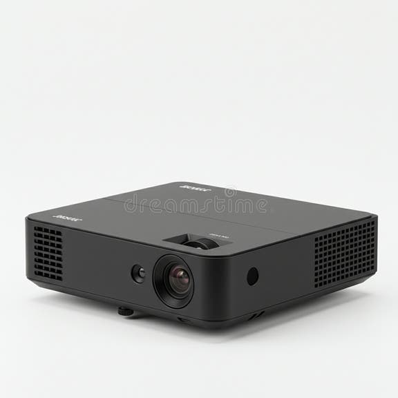 A Compact, Black Projector with a Rectangular Design, Featuring a ...