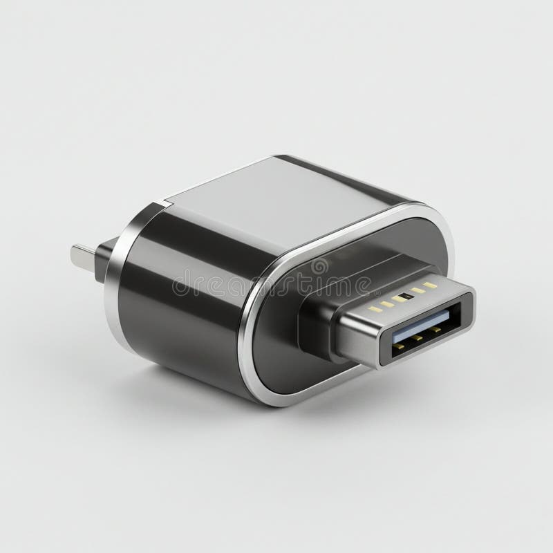 A Compact, Black Rectangular Plug Adapter with a European-style Two ...