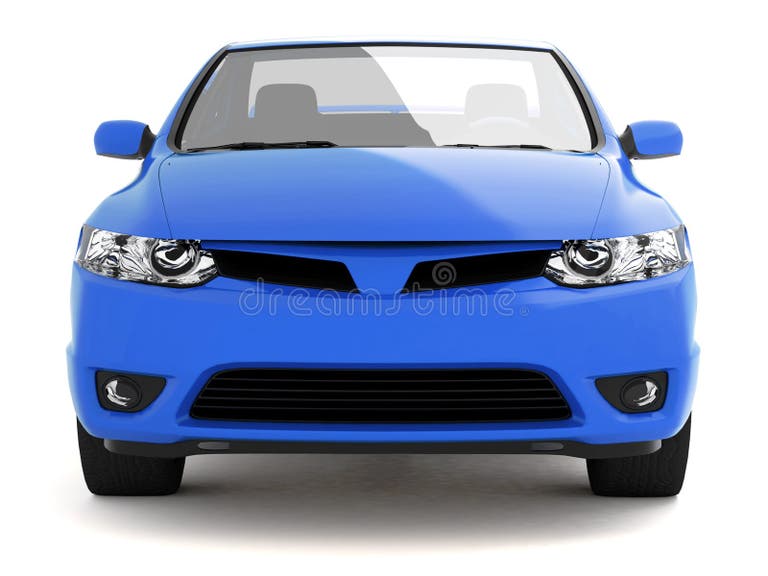 Compact Blue Car Front View Stock Illustration - Illustration of ...