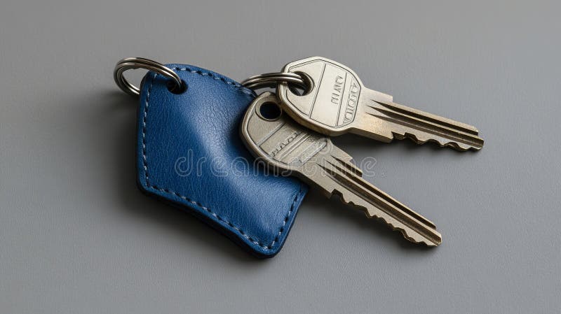 Leather Keychain on White Marble Table, Top View Stock Image - Image of ...