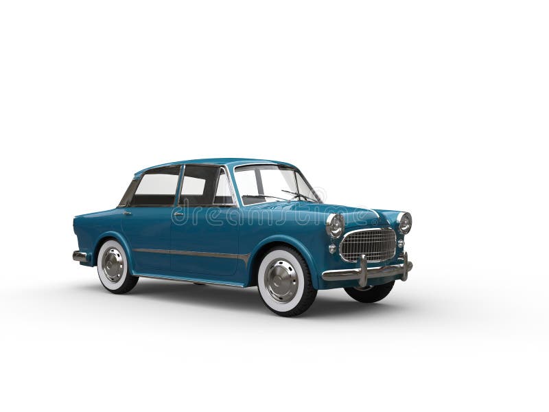 Compact Blue Vintage Car - Restored To Mint Condition Stock ...