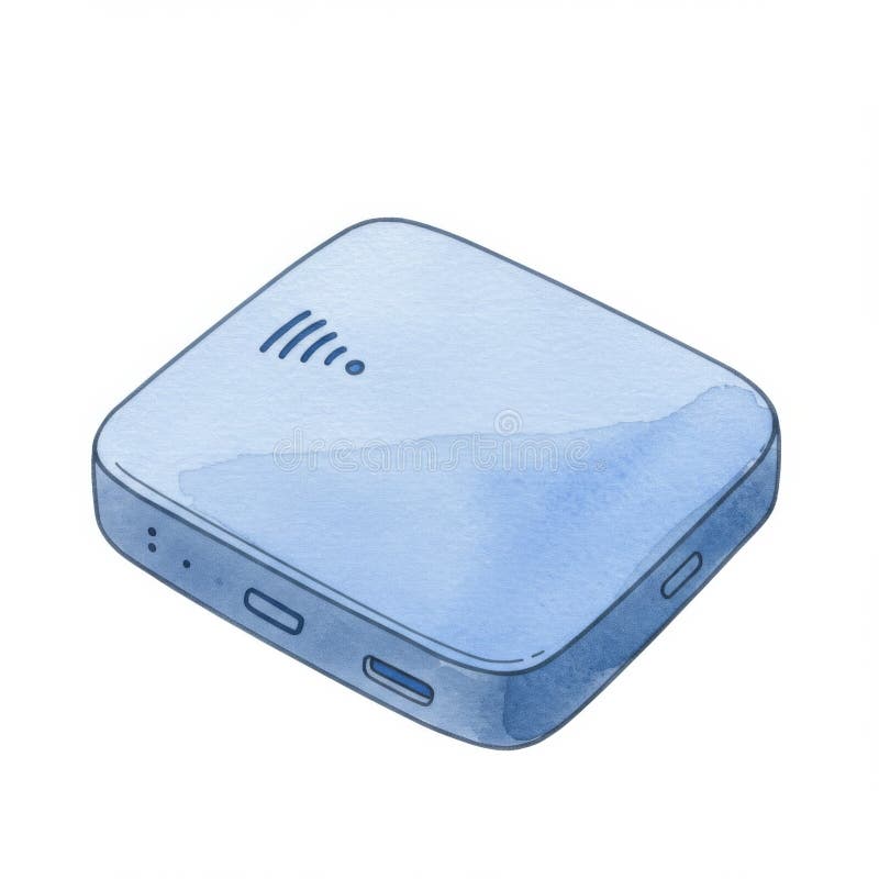 Compact Blue Wireless Device with Ports Stock Illustration ...