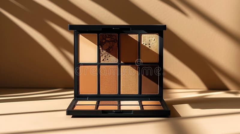 Compact Bronzer Palette in Matte Black Case with Soft Tan Shades Stock ...