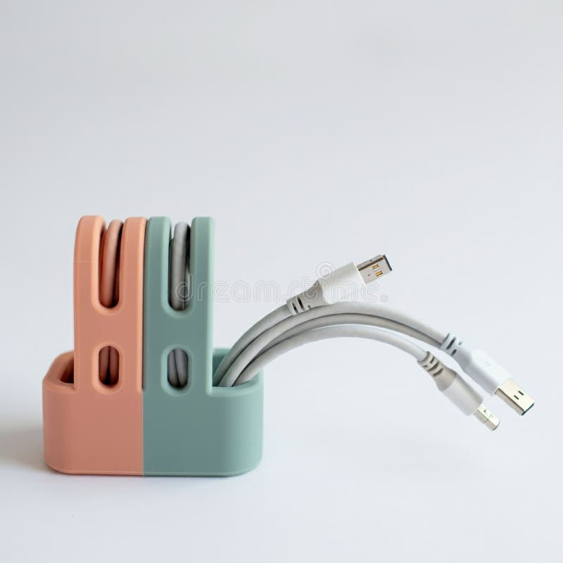 A Compact Cable Organizer with a Dual-colored Design, Featuring Pastel ...