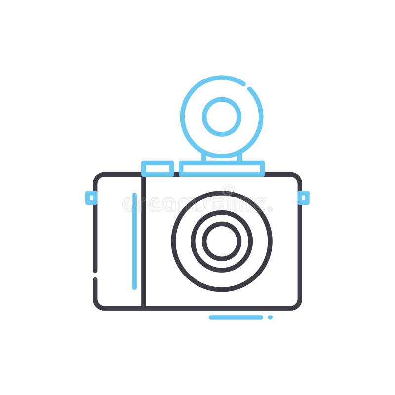 Compact Camera with Flash Line Icon, Outline Symbol, Vector ...