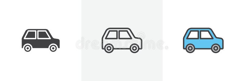 Compact Car Icon Vector Set on White Background Stock Vector ...