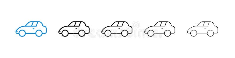 Compact Car Line Icon Isolated on White Background Stock Vector ...