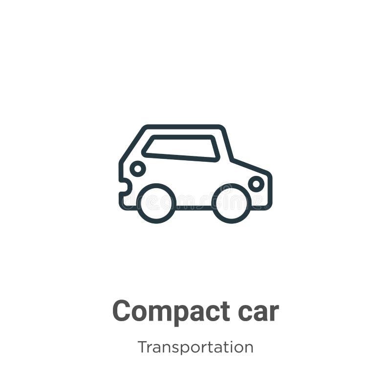 Compact Car Outline Vector Icon. Thin Line Black Compact Car Icon, Flat ...
