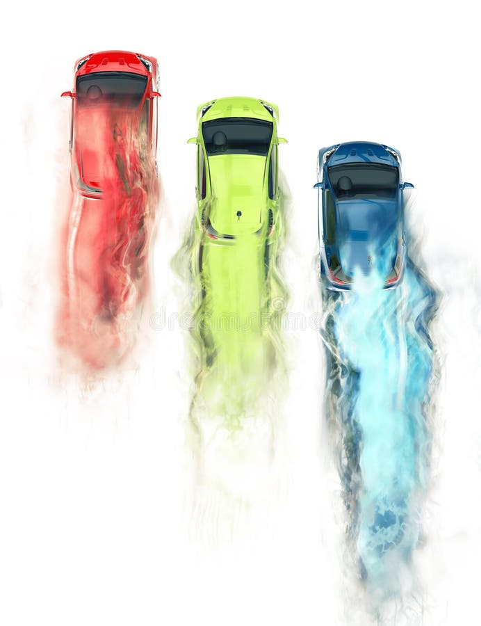 Compact Cars - Smoke Trails Stock Illustration - Illustration of ...
