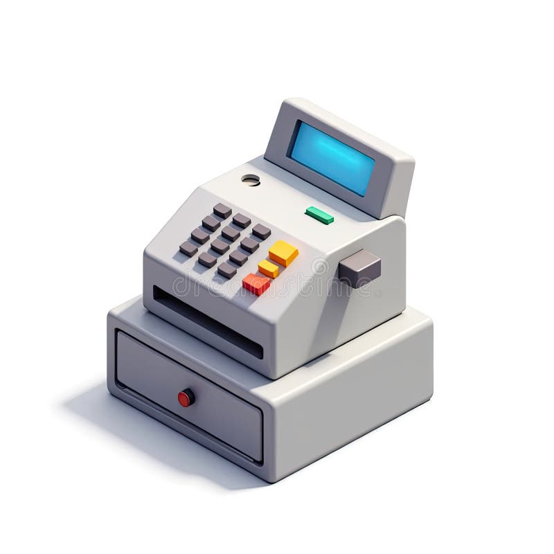 Compact Cash Register Machine with Blank Screen and Drawer Stock ...