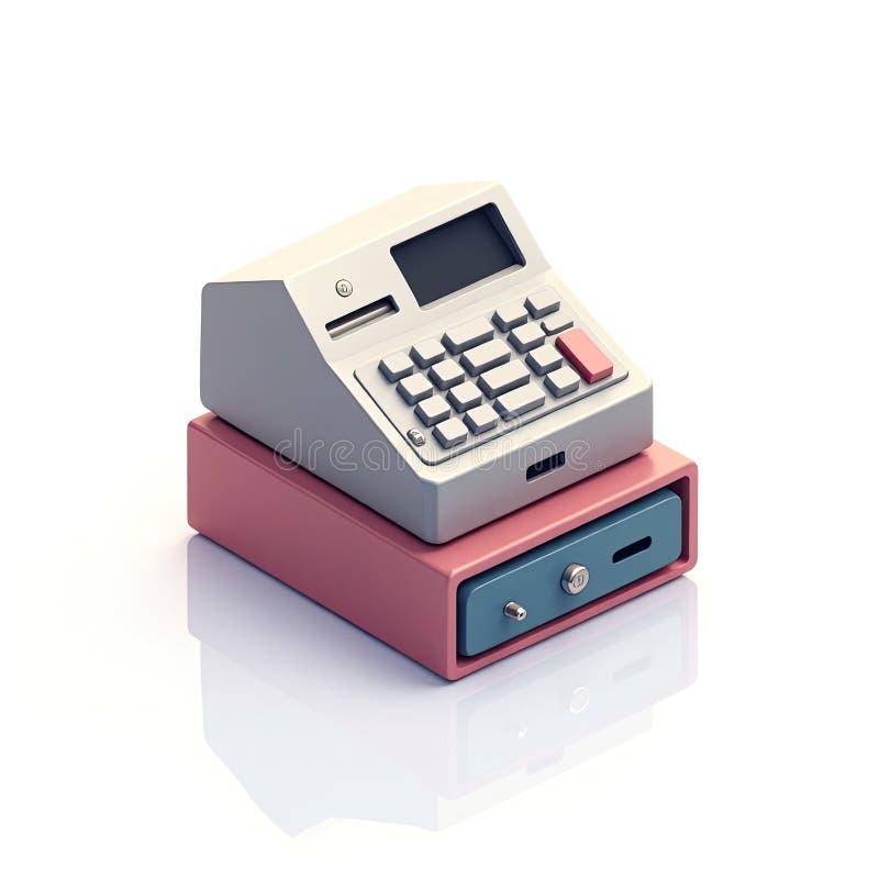 Compact Cash Register Machine with Blank Screen and Drawer Stock ...