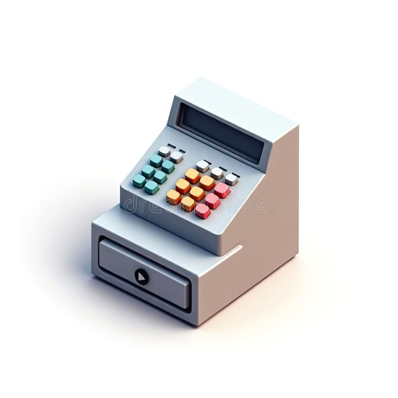 Compact Cash Register Machine with Blank Screen and Drawer Stock ...