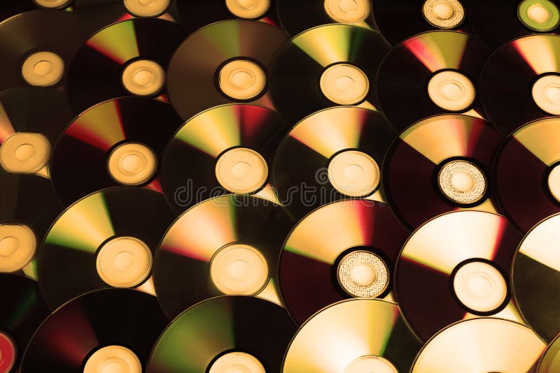Compact CD Discs Collection. Background from a Set of Disks Stock Photo ...