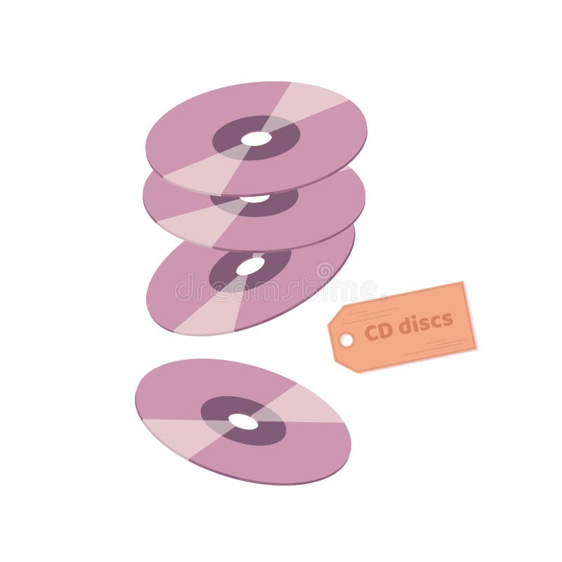 Compact CD or DVD Discs. Vector Cartoon Flat Illustration Isolated on ...