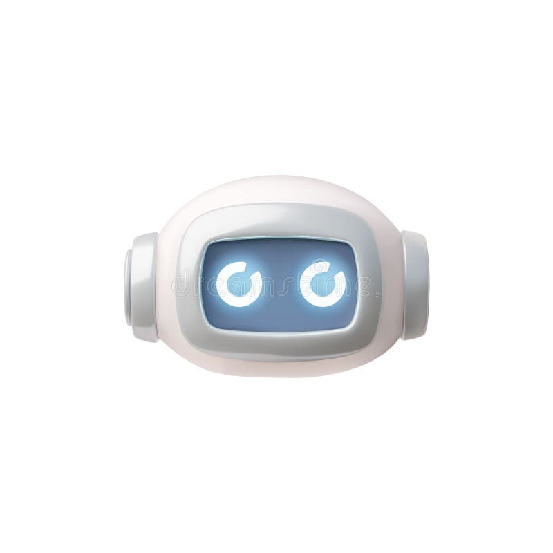 Compact Chatbot Head Chatbot Icon with Blue Eyes 3D Vector Illustration ...