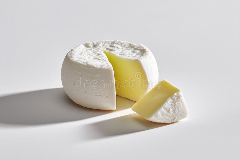 Compact Cheese Spread Rests on White Surface with Soft Shadows Creating ...