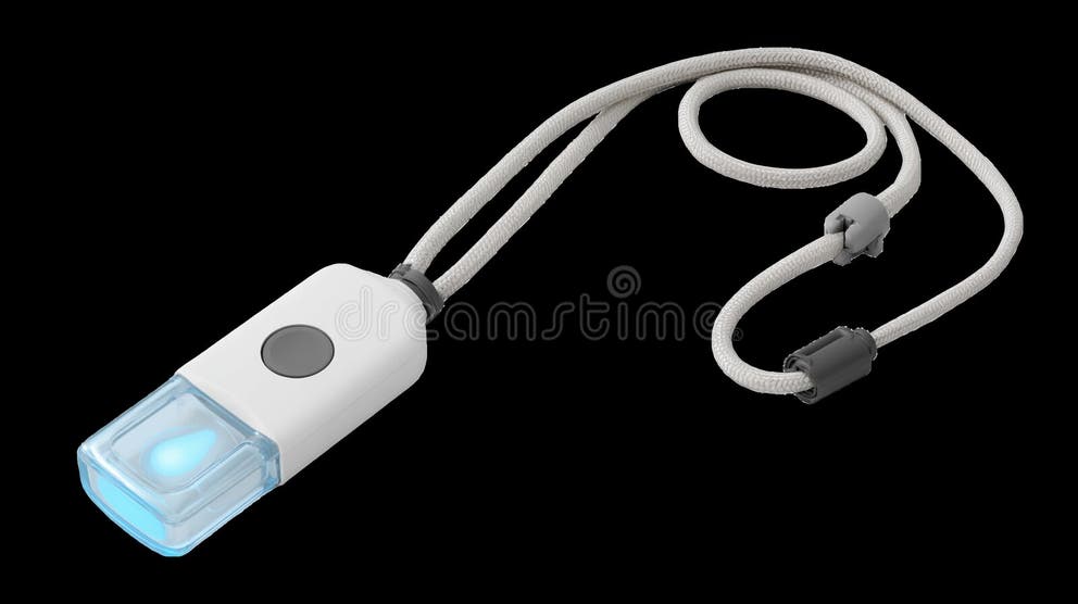 Compact Clip on Hydration Sensor with Lanyard on Transparent Background ...
