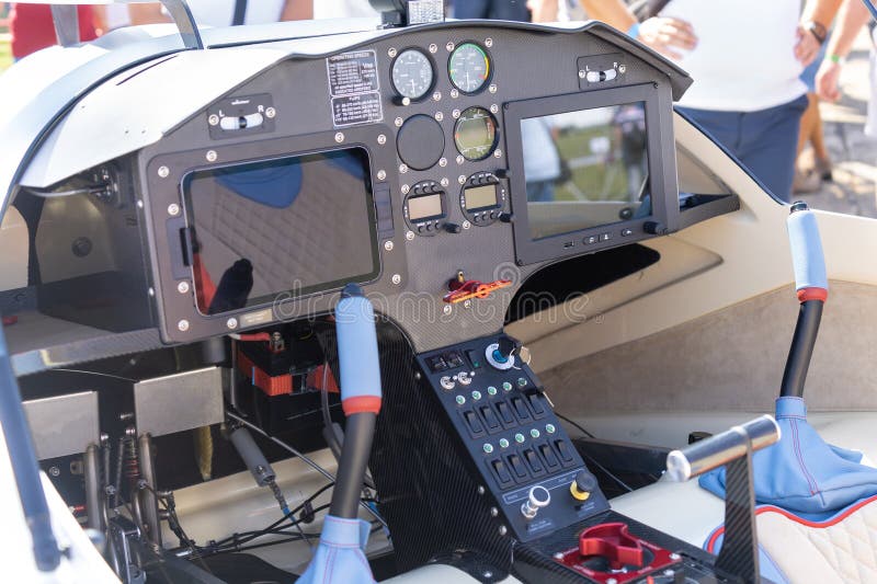 Modern Two-seater Small Helicopter Cockpit Editorial Photo - Image of ...