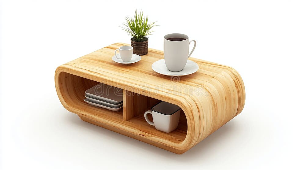 Compact Coffee Table with Storage Compartments, Isolated on White for ...