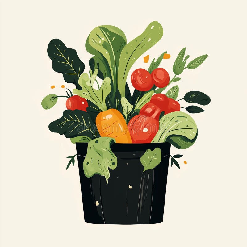 Compact Compost Bin Icon Featuring Organic Waste Symbols Stock Image ...