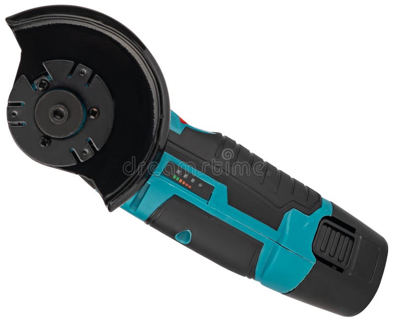 Compact Cordless Cordless Angle Grinder on a White Background. Stock ...