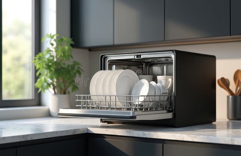 Compact Countertop Dishwasher, Perfect Small Space Solution. Modern ...