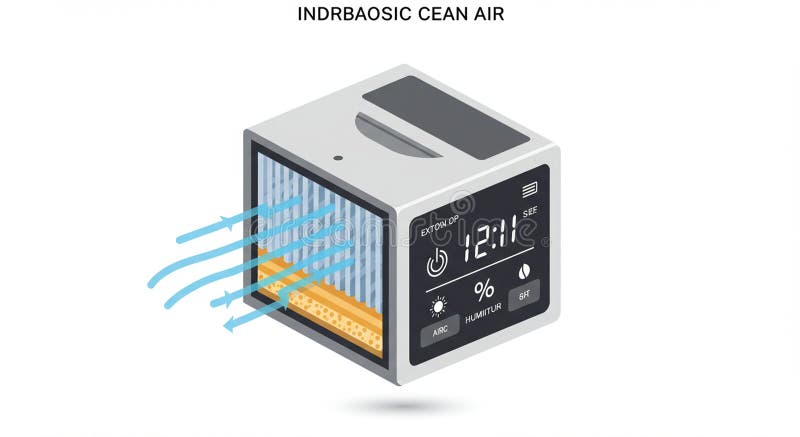 Compact, Cube-shaped Air Purifier Featuring a Digital Control Panel on ...