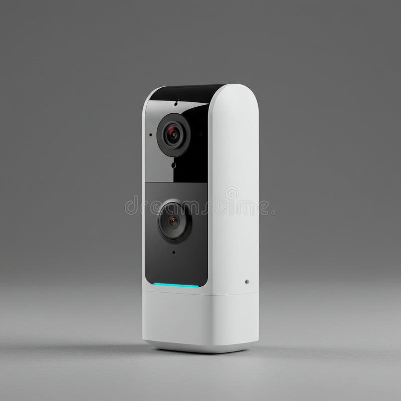 Compact, Cylindrical Security Camera with a White and Black Design ...