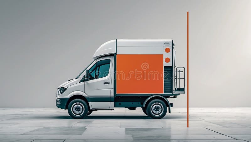 Compact Delivery Truck with Bold Orange Panel Design Stock Illustration ...