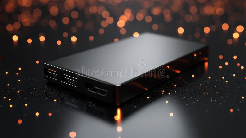 Compact Device Showcasing Multiple Ports for Connectivity in a Dark ...