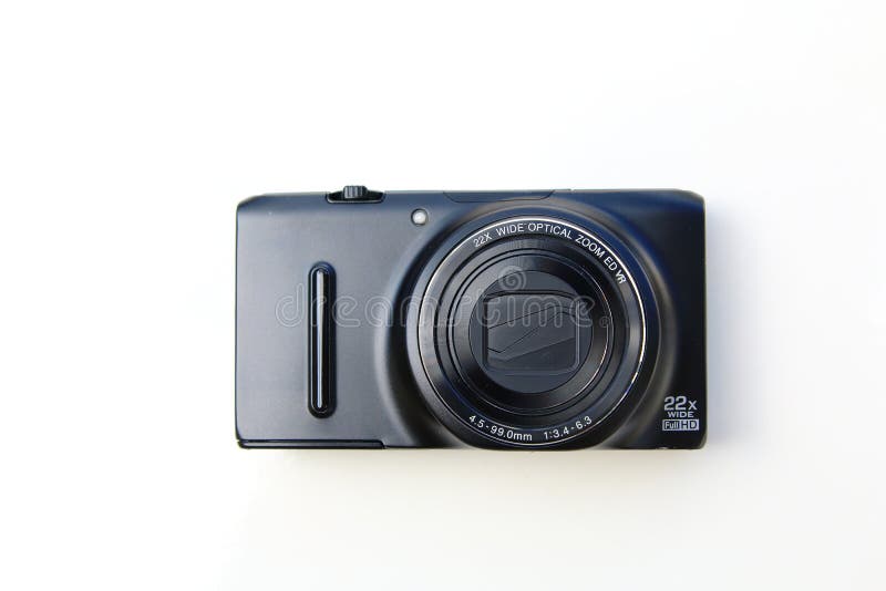 Compact Digital Camera and Lens Isolated Stock Photo - Image of memory ...