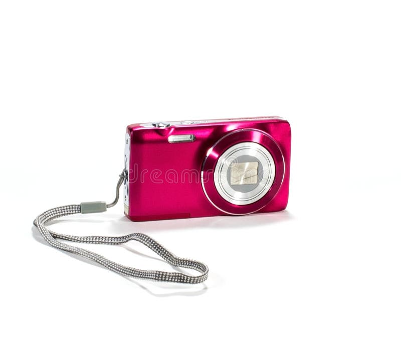 Compact Digital Camera, Pink Color.on Isolated White Background. Stock ...