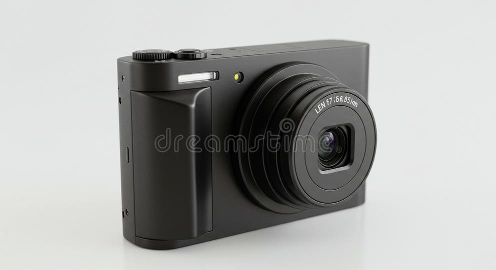 Compact Digital Camera with a Sleek Black Rectangular Body and a ...
