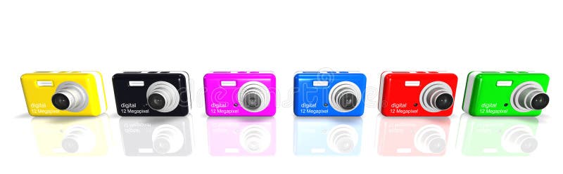 Set of Color Compact Digital Cameras Stock Illustration - Illustration ...