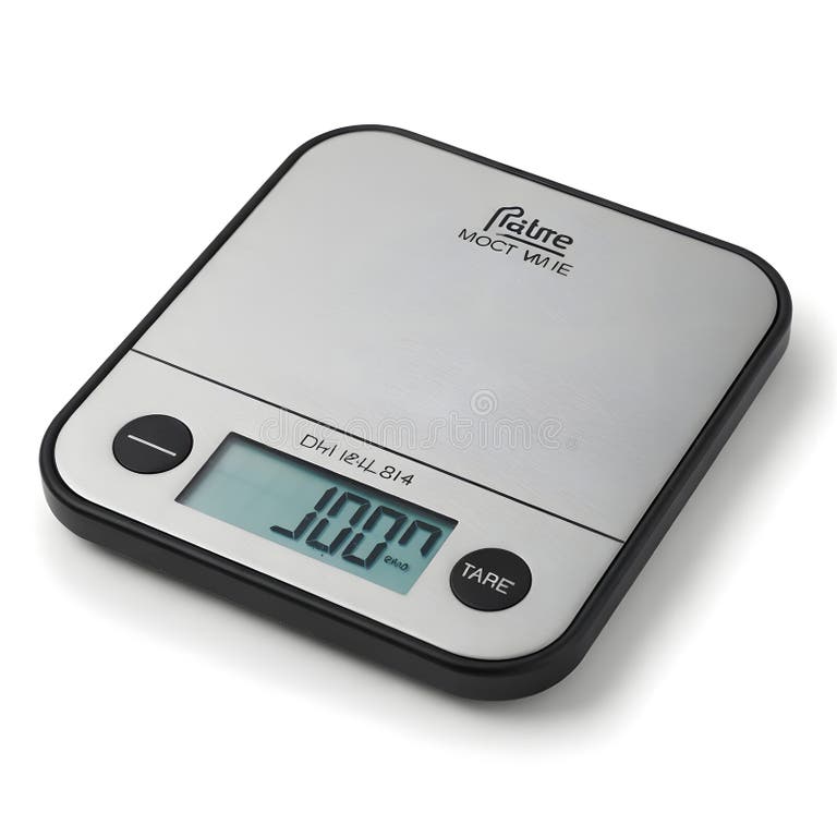 Compact Digital Kitchen Scale with Tare Function on White Stock ...