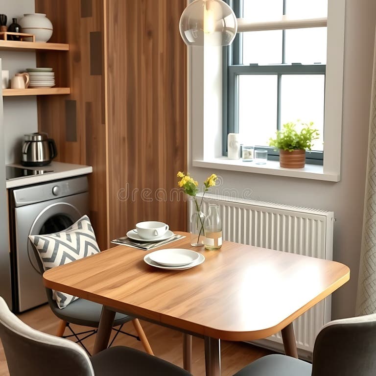 Compact Dining Table with Foldable Leaves in a Stylish Space Efficient ...