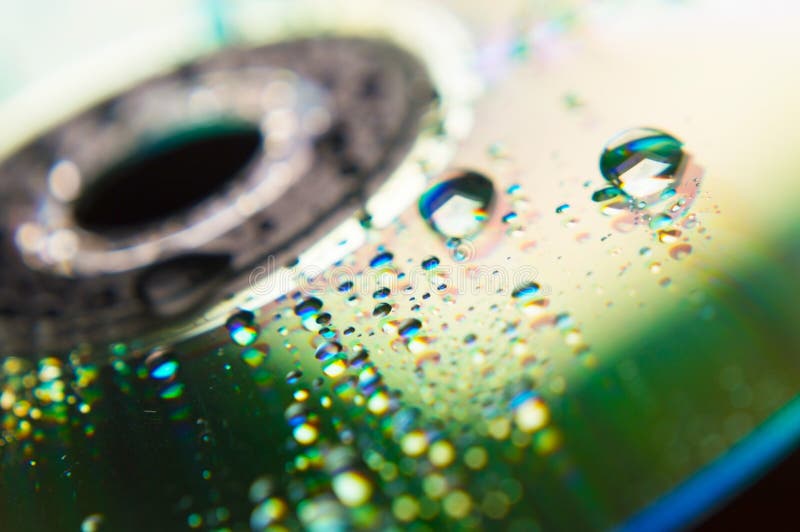 Compact Disc in the Background and Close-up Raindrops Stock Image ...
