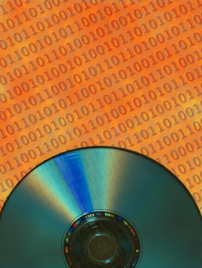 Compact Disc with Binary Code Stock Photo - Image of electronic, orange ...