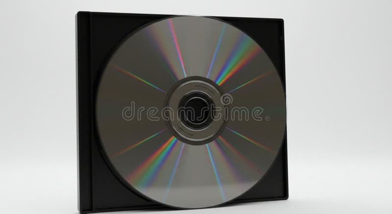 Compact Disc (CD) Positioned on a Black Plastic Stand Against a Neutral ...