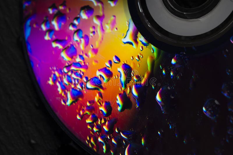 Compact Disc CD with Water Drops on the Data Surface Stock Photo ...