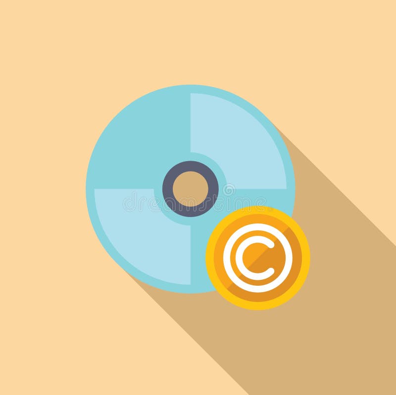 Compact Disc Copyright Icon Flat Vector. Electronic Protection Stock Illustration - Illustration ...