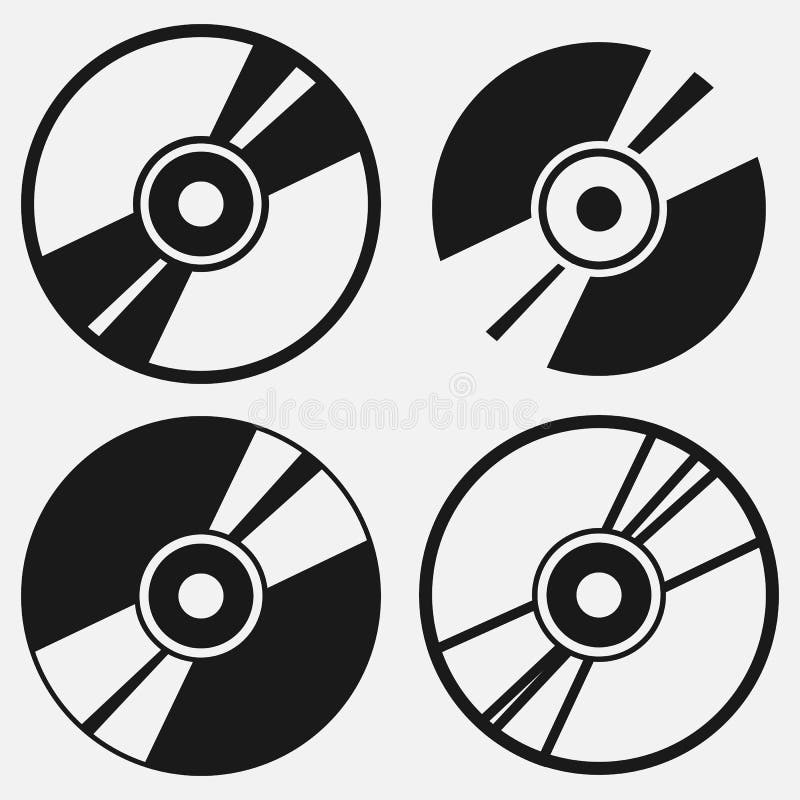 Compact disc icon set. stock vector. Illustration of simple - 95500379