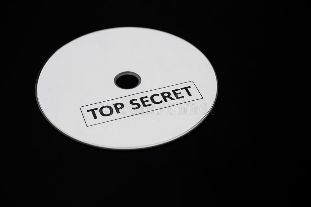 Compact Disc with Label of Top Secret on Black Background Stock Photo ...